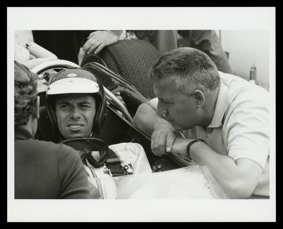Jim Clark in Lotus Racer Talking with Pit Crew at the Indianapolis 500 ...