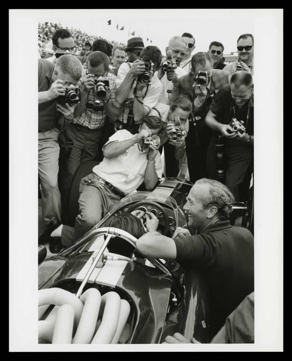 Jim Clark in Lotus Racer after Winning the Indianapolis 500 Race, 1965 ...