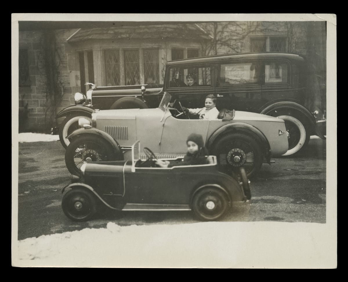 Josephine Ford in Child-Sized Car, Henry Ford II in MG Midget, and ...