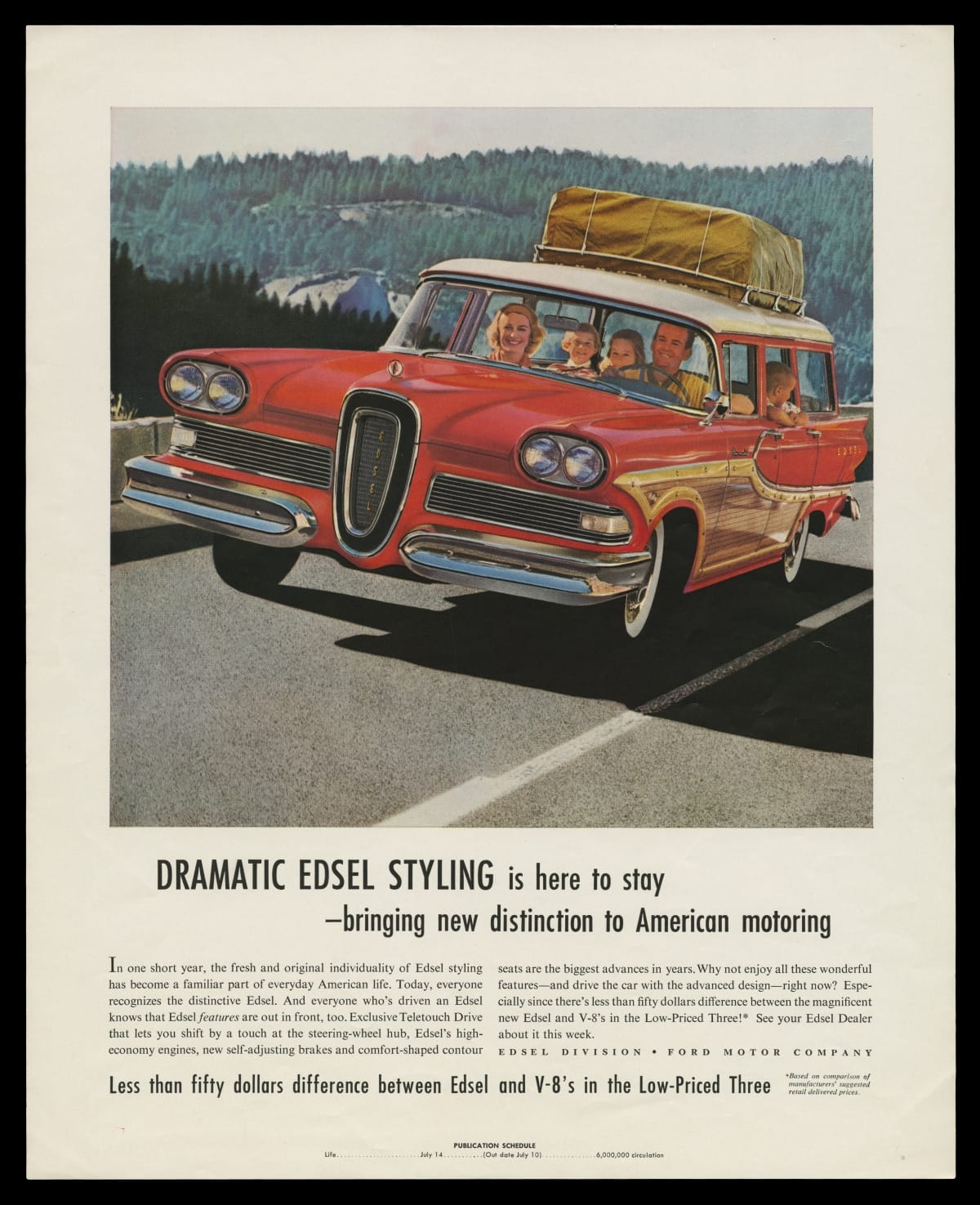 1958 Edsel Bermuda Station Wagon Advertisement, "Dramatic Edsel Styling ...