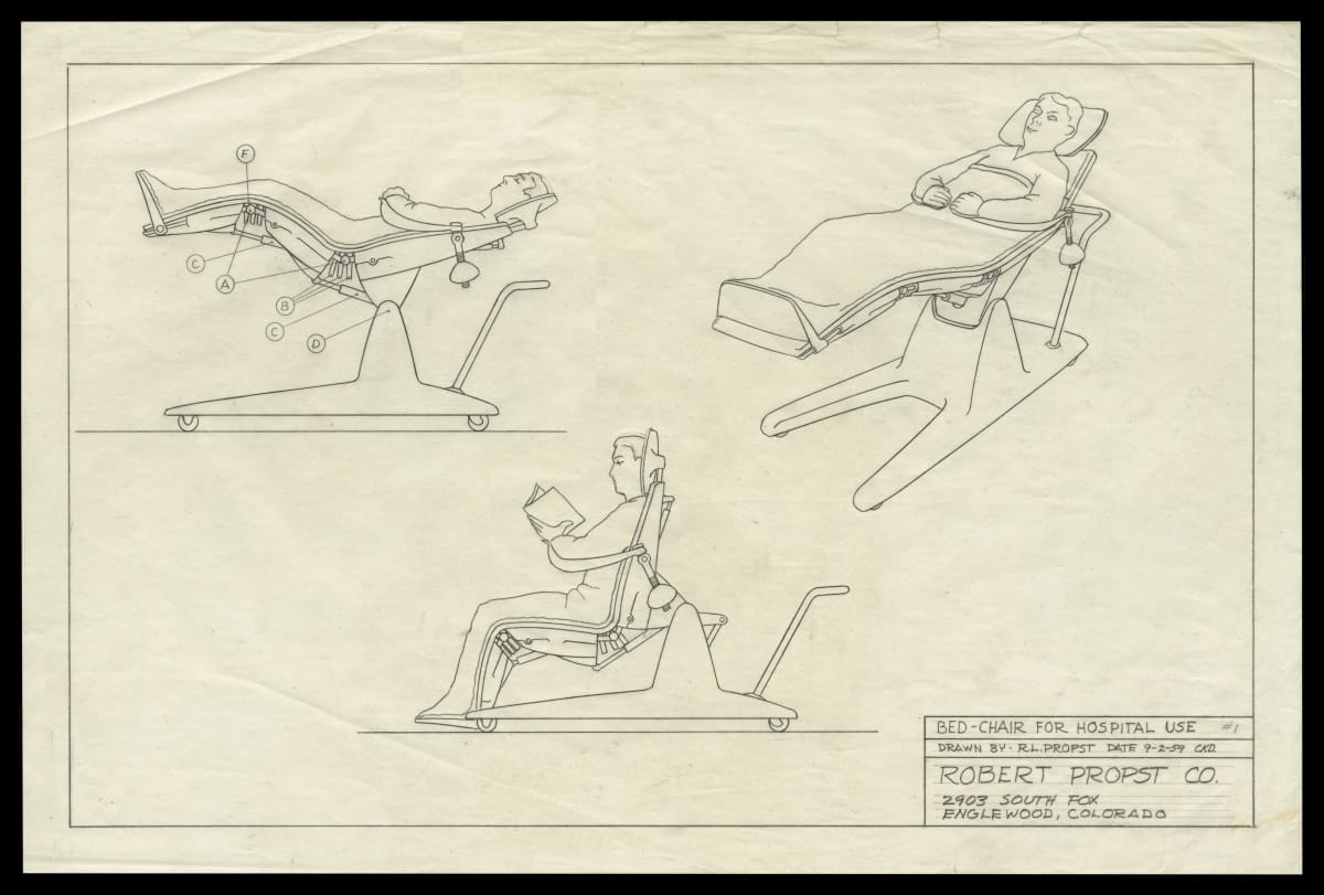 Design Drawing, "Bed-Chair for Hospital Use," by Robert Propst ...