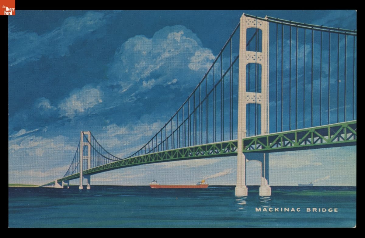 Postcard, Mackinac Straits Bridge, circa 1957 - The Henry Ford