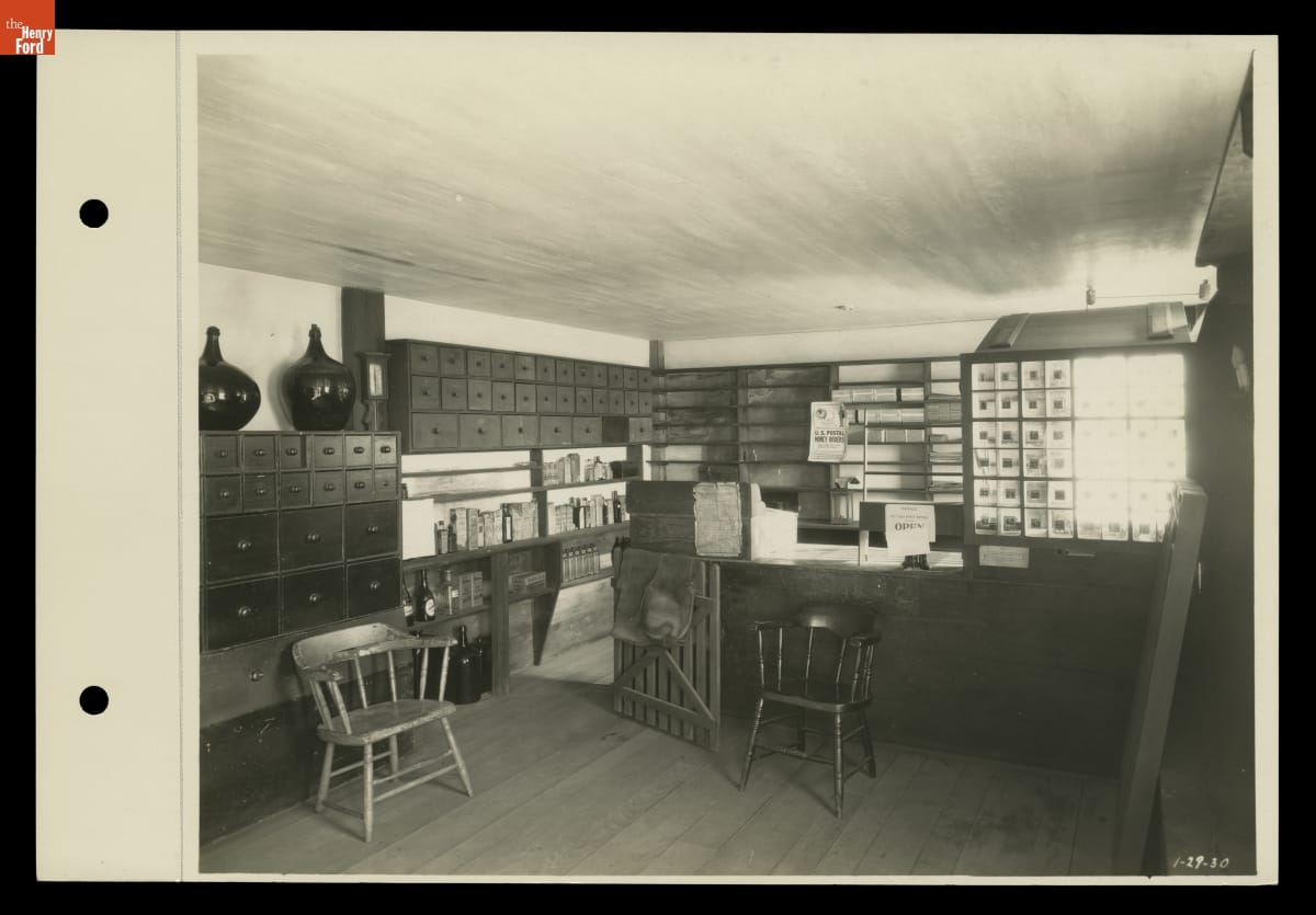 Interior of the Phoenixville Post Office in Greenfield Village, January ...