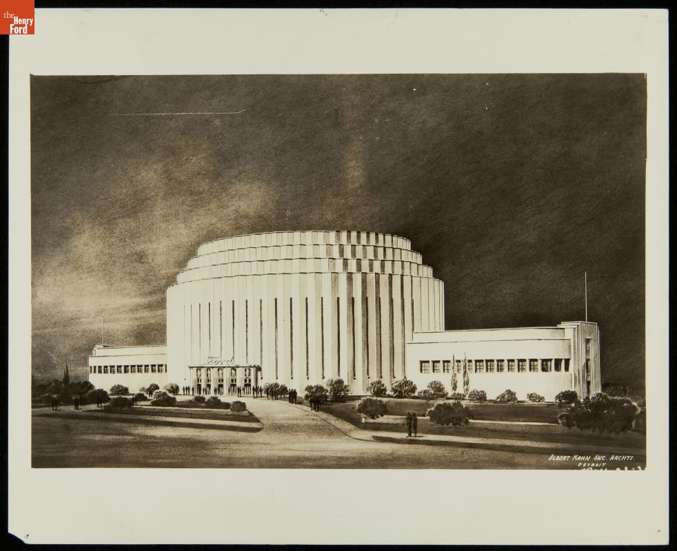 Sketch of the Ford Exhibition Building for the Century of Progress ...