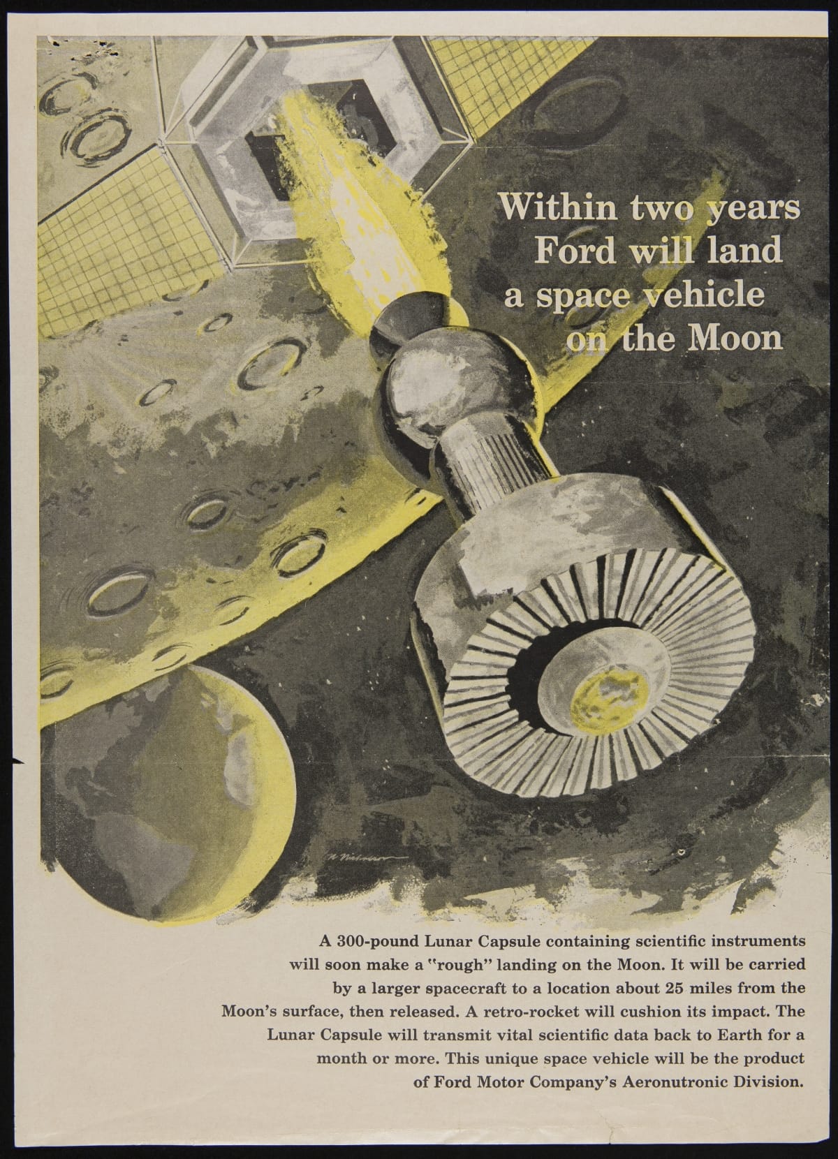 Ford Advertisement, "Within Two Years Ford Will Land a Space Vehicle on ...