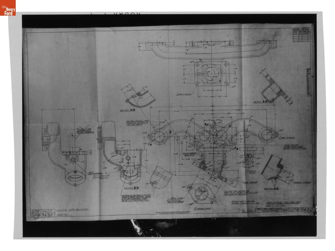 Drawing, "Manifold - Exhaust," Ford GPW, November 18, 1941