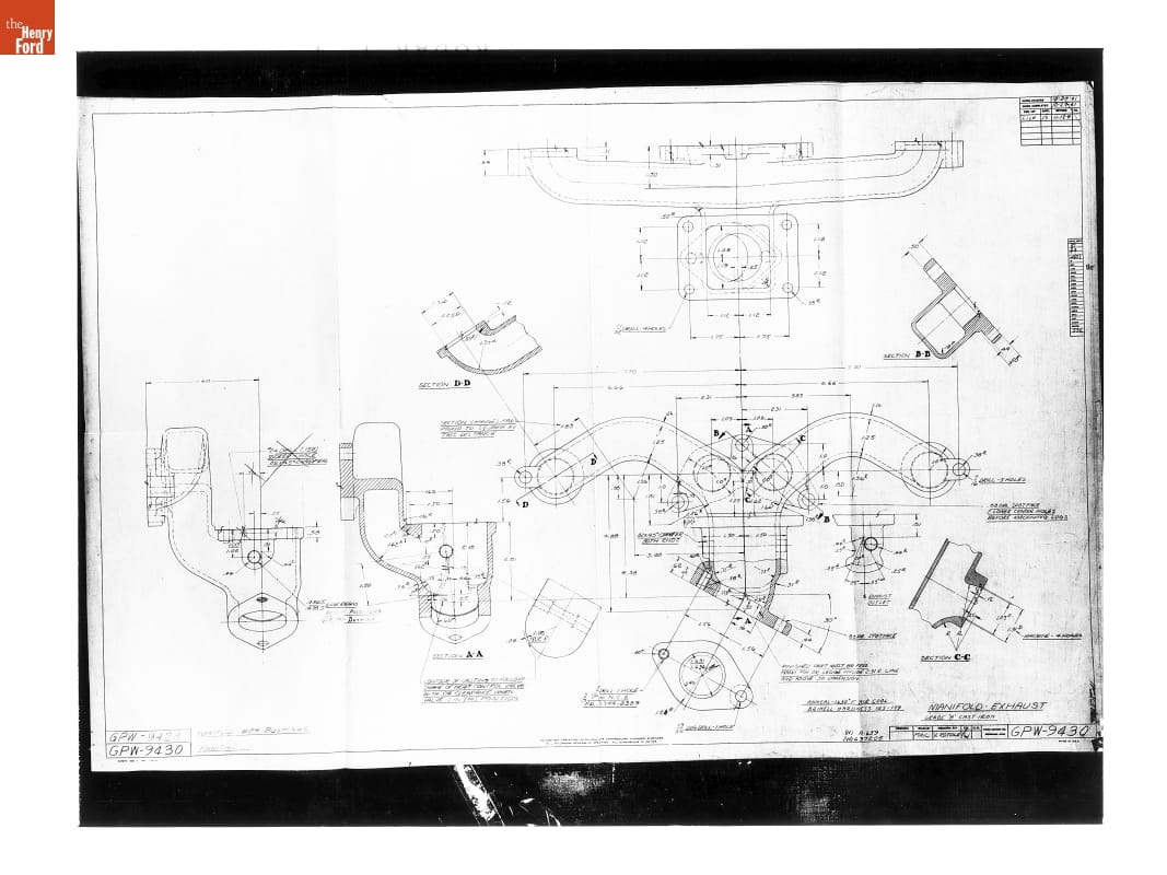 Drawing, "Manifold - Exhaust," Ford GPW, November 18, 1941
