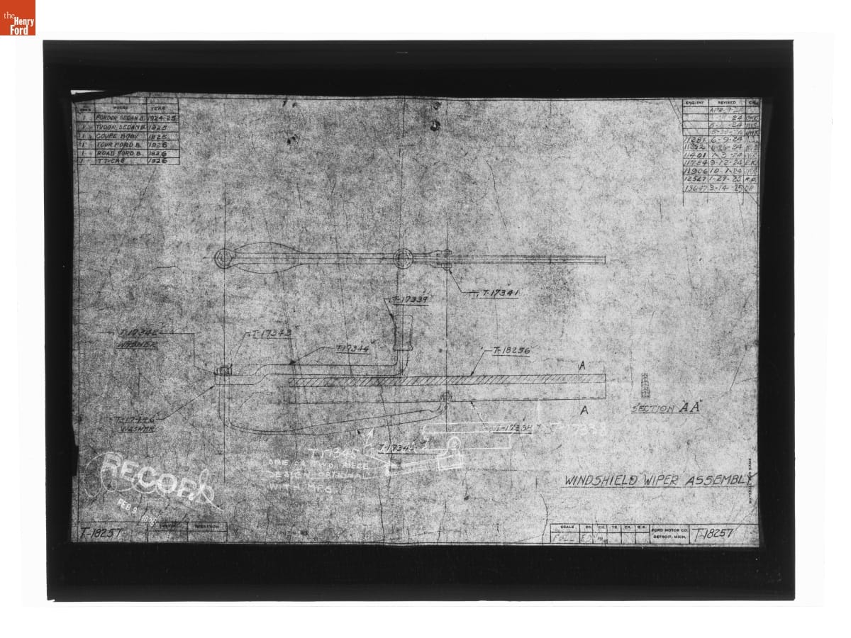 Drawing, "Windshield Wiper Assembly," Ford Model T, September 14, 1925