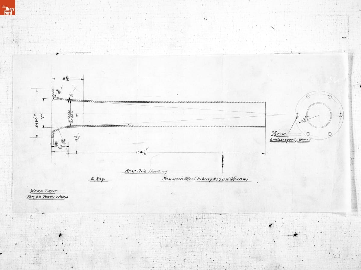 Drawing, "Rear Axle Housing," Ford Model T, 1915-1923 - The Henry Ford
