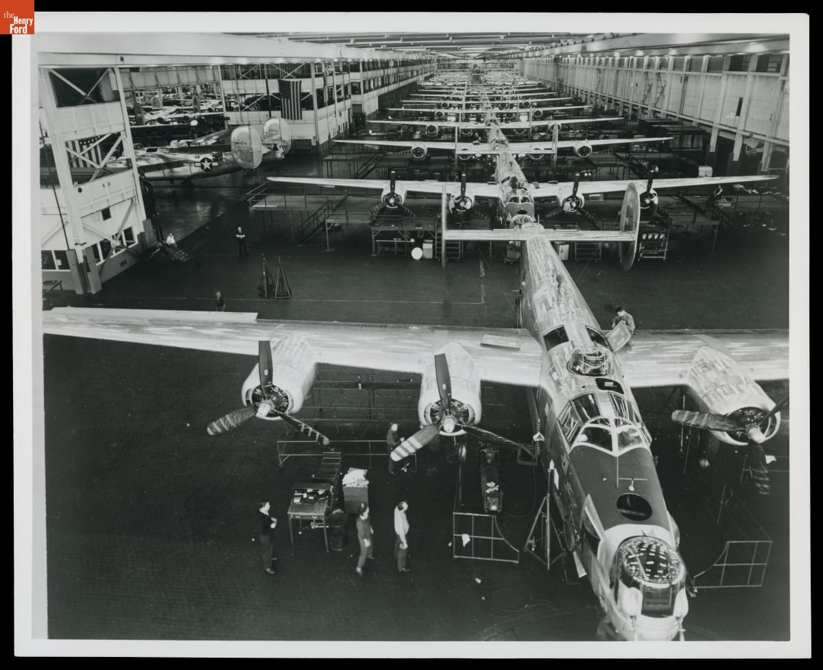 B-24 Liberator Assembly Line at Ford Willow Run Bomber Plant, circa 1944