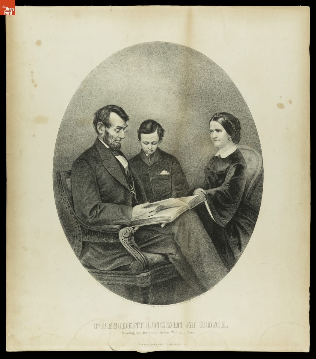 "President Lincoln at Home, Reading the Scriptures to His Wife and Son ...