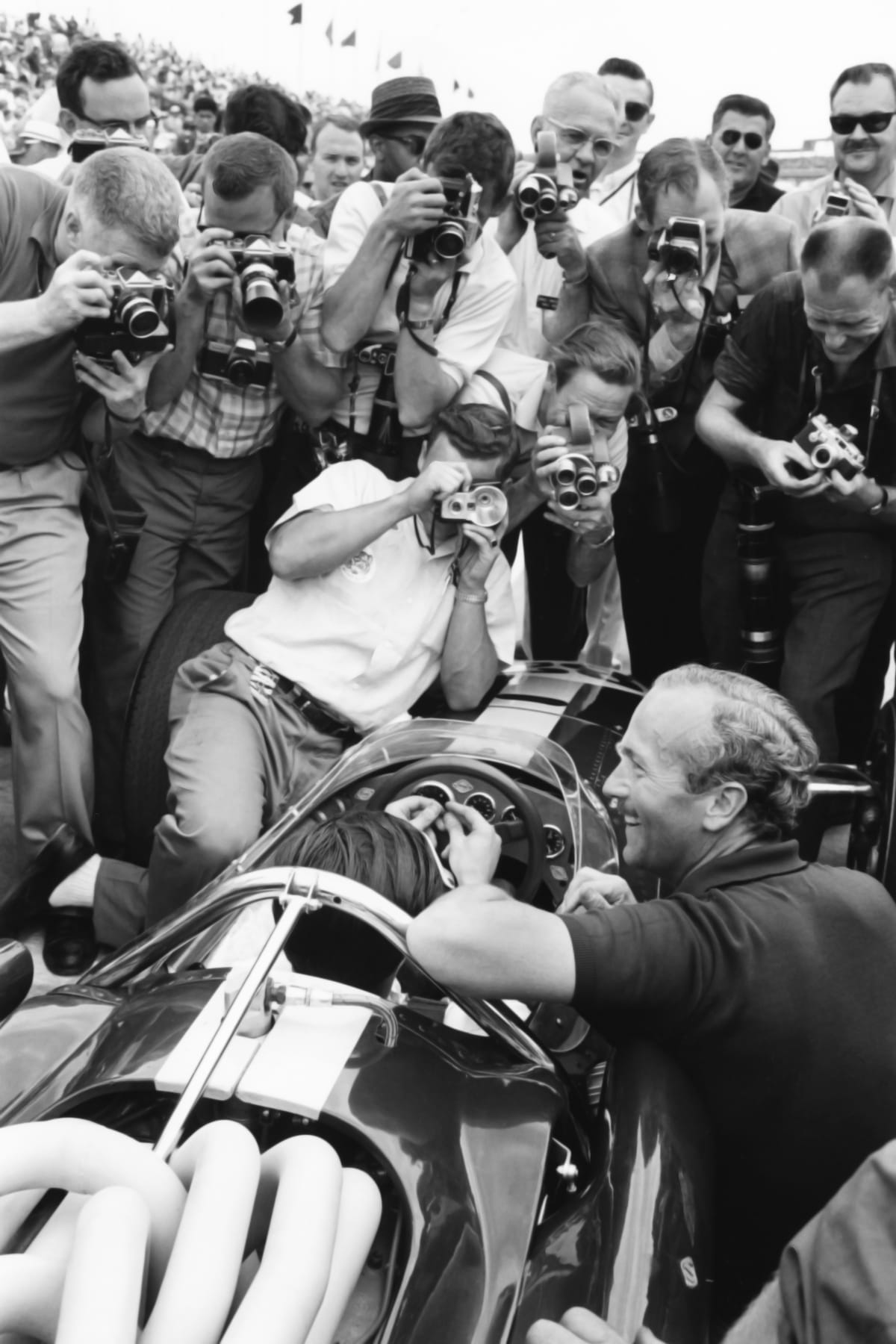 Jim Clark in Lotus Racer after Winning the Indianapolis 500 Race, 1965 ...