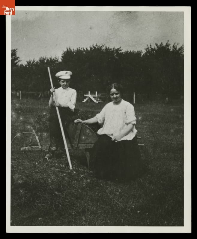 Edsel Ford and Clara Ford Outdoors, in a Field, circa 1905