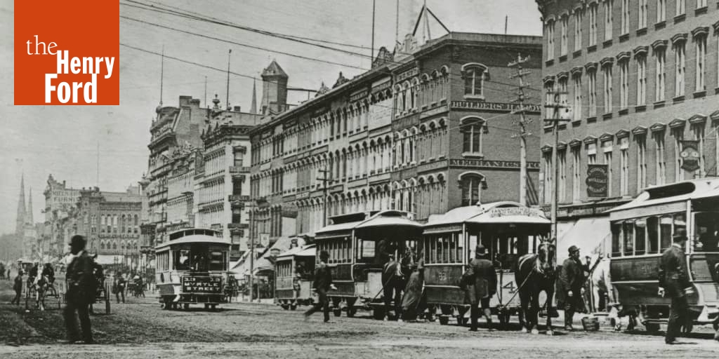 Horsecars on a Commercial Street, Detroit, Michigan, circa 1880 - The ...
