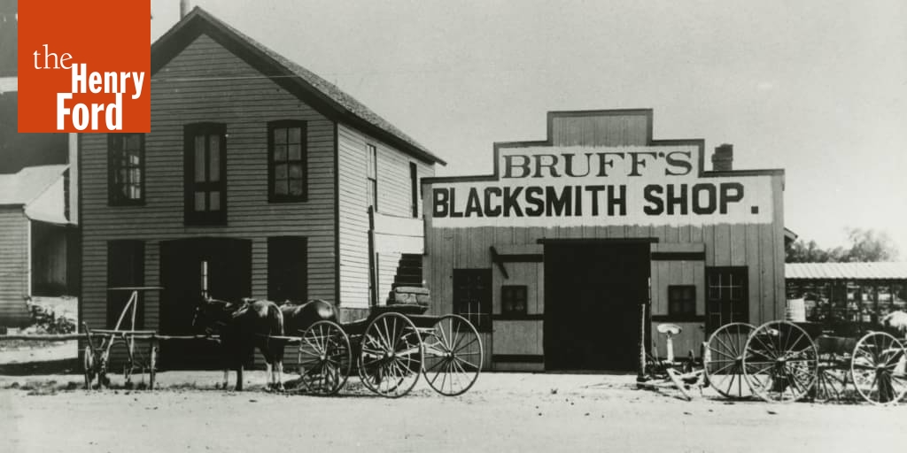 Exterior of Bruff's Blacksmith Shop, Pierce City, Missouri. circa 1890 ...