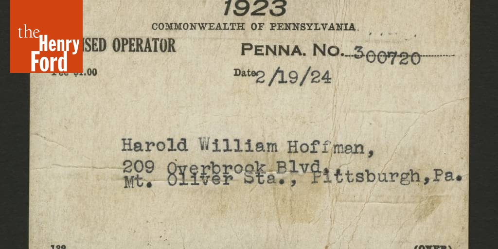 1923 Pennsylvania Driver's License - The Henry Ford