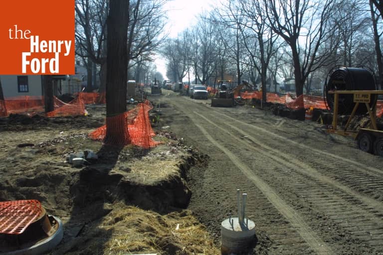 Maple Lane during the Greenfield Village Restoration Project, March ...