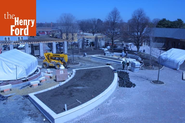 Josephine F. Ford Plaza Construction during the Greenfield Village ...