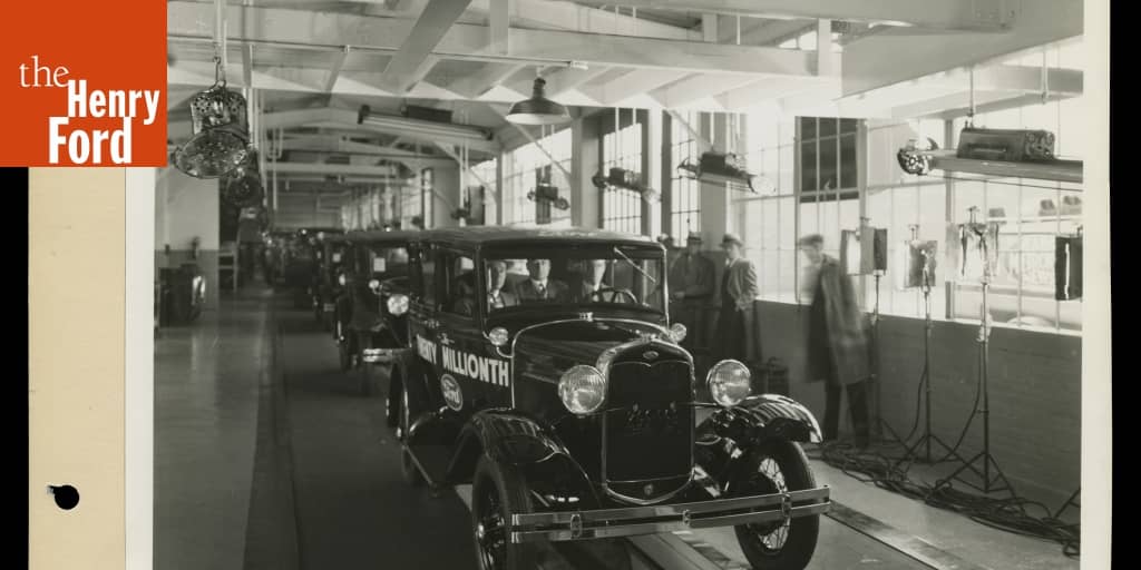 Henry Ford and Edsel Ford Driving the 20-Millionth Ford off the Rouge ...