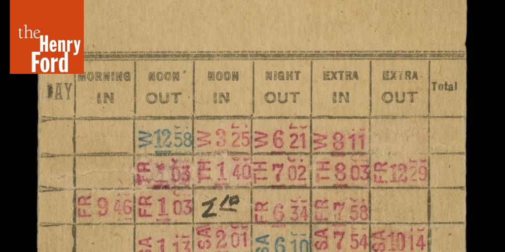 Time Card Punched by Thomas Edison at His West Orange Laboratory, for ...