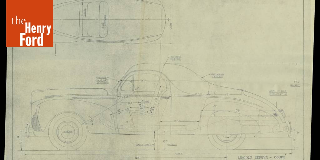 Scale Drawing for Lincoln Zephyr Coupe, 1939 - The Henry Ford