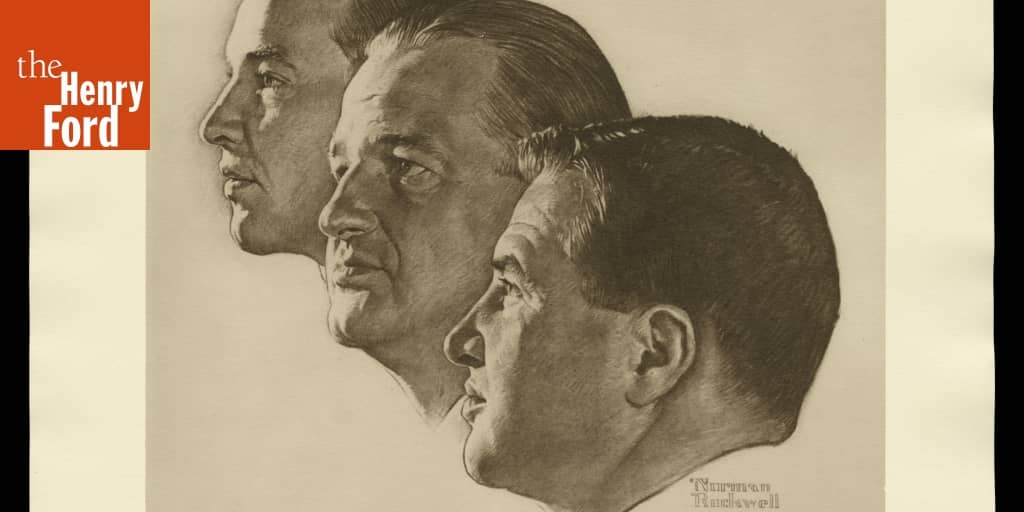 Norman Rockwell Painting of Henry Ford II, Benson Ford, and William ...