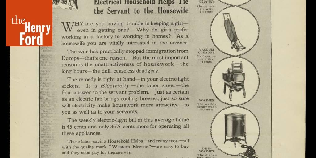 Western Electric Company Home Electrification Advertisement, 1917, "The ...