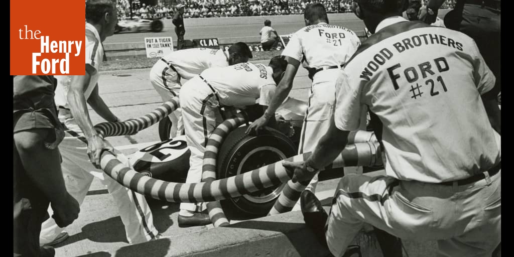 Lotus Racer with Pit Crew Loading Fuel at Indianapolis 500 Race, 1965 ...