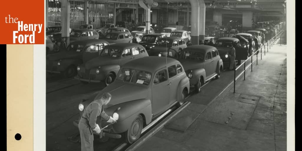U. S. Army Officer Staff Cars on Assembly LIne, Ford Rouge Plant, 1940 ...
