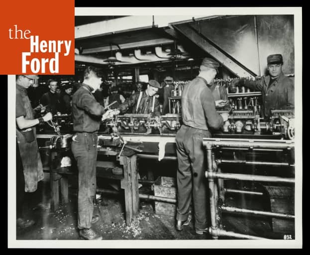 Workers Installing Pistons on Ford Model T Assembly Line at the ...