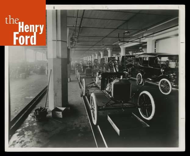 Ford Model T Chassis on Assembly Line at the Highland Park Plant, 1914 ...