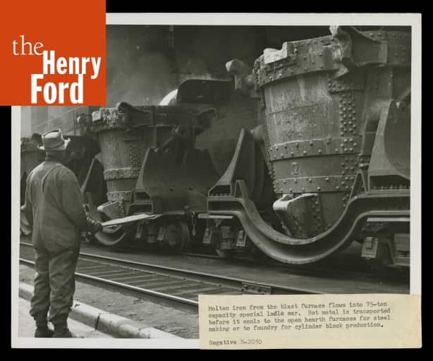 Railroad Ladle Car Transporting Molten Iron inside the Ford Motor ...