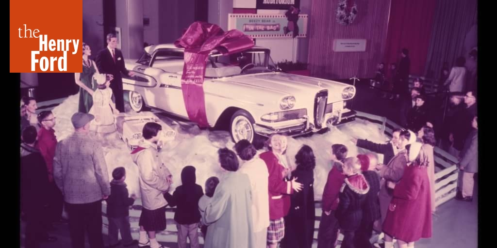 Viewing the New Edsel Automobile Christmas Display at the Ford Rotunda ...