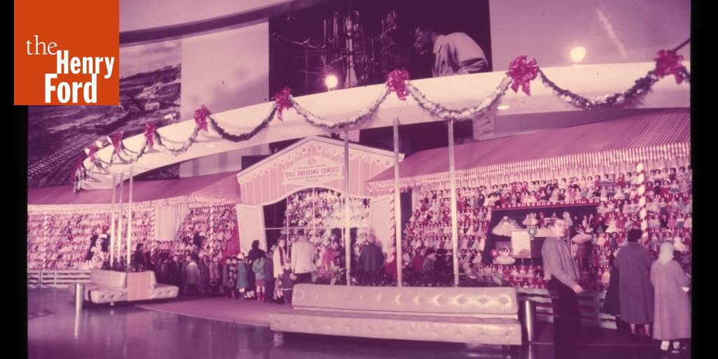 Viewing the Doll Display at the Ford Rotunda, Dearborn, Michigan, 1958 ...