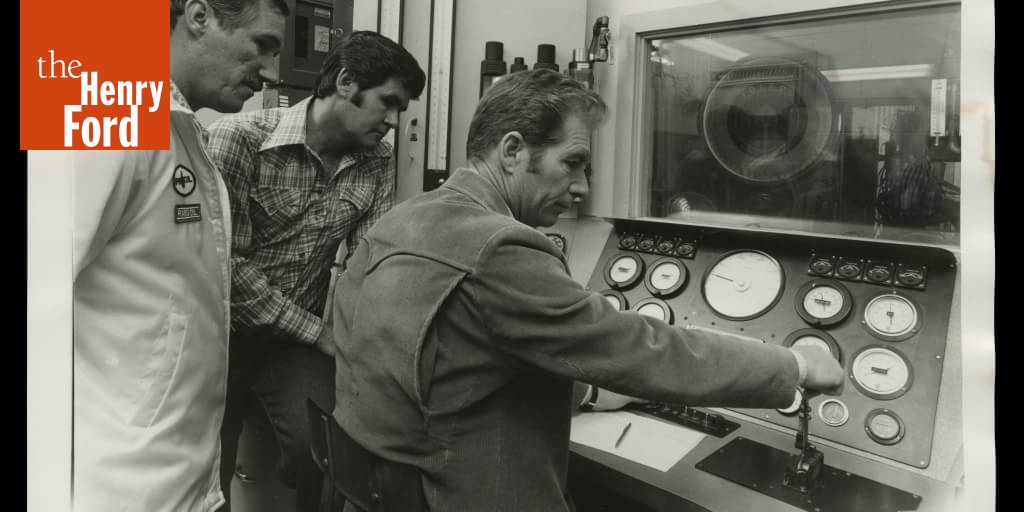 Racing Driver Jim Hall Seated at a Test Instrument Panel, circa 1970 ...