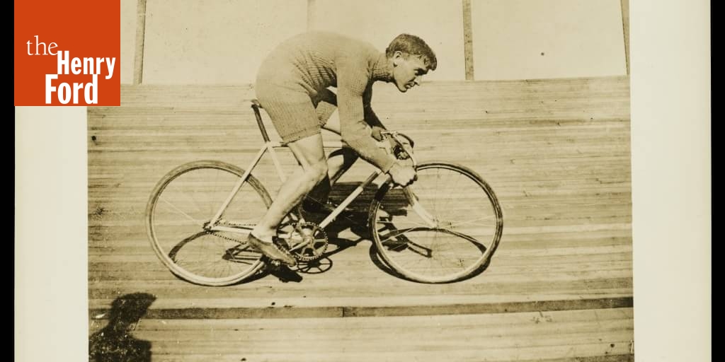 Barney Oldfield Riding the "Blue Streak" Bicycle on the Salt Palace ...
