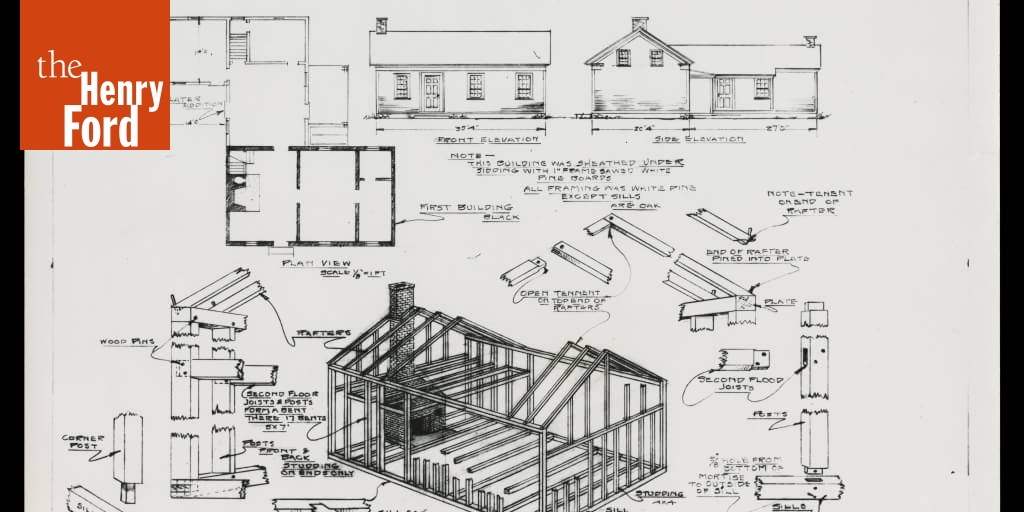 Edward Cutler Drawing of Edison Homestead Framing, "Edison House ...