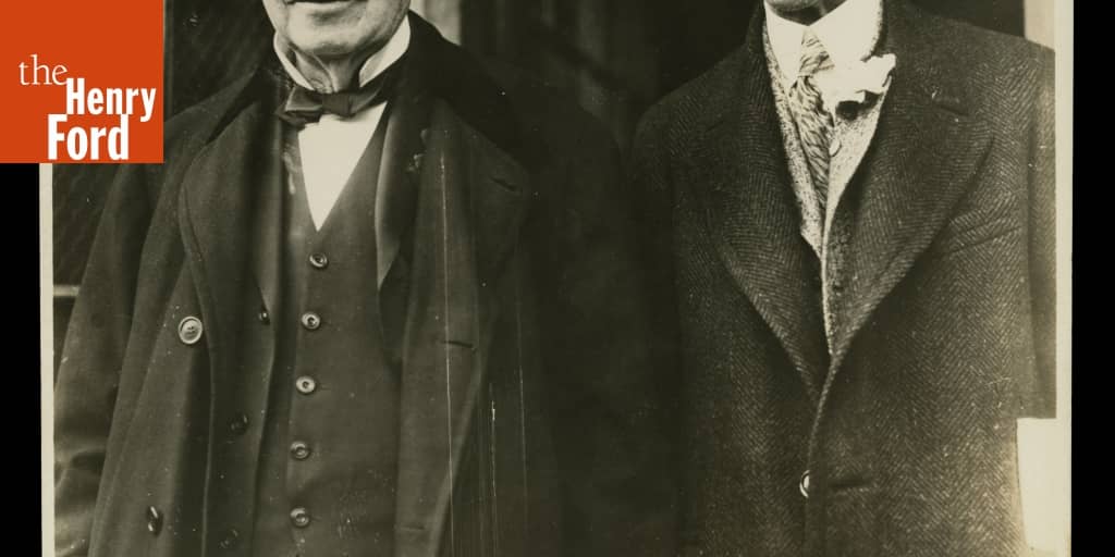 Henry Ford with Thomas Edison at the West Orange Laboratory for Edison ...