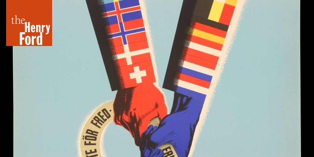 European Recovery Program Poster, "Samarbete for Fred-Friehet, Hogre ...