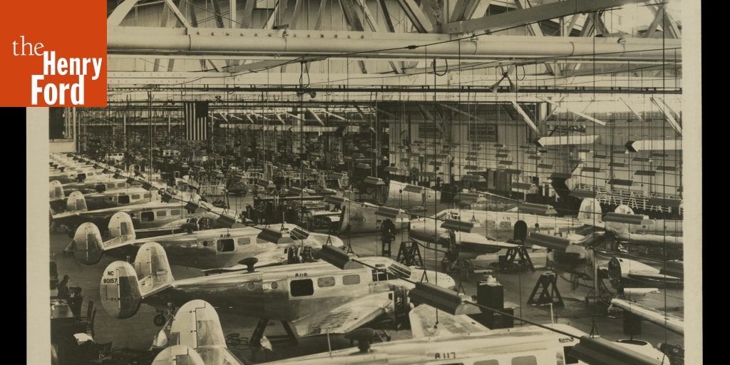 Assembly Line at Beech Aircraft Plant, Wichita, Kansas, 1946 - The ...
