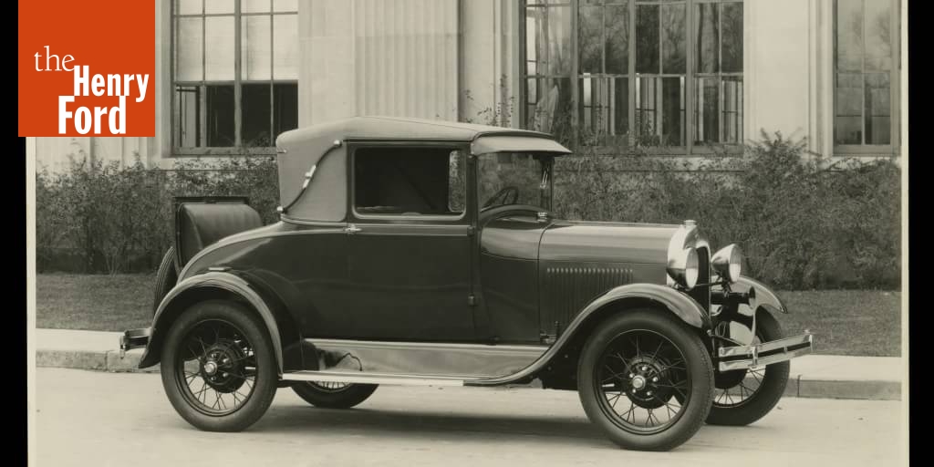 1928 Ford Model A Sport Coupe with Open Rumble Seat, outside Ford ...