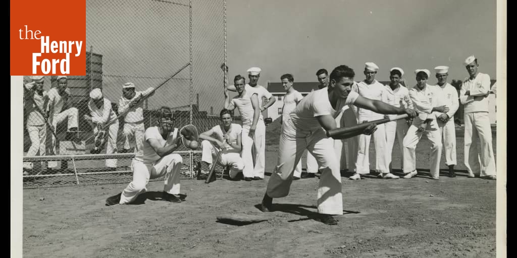 Navy Service School Sailors Playing Baseball, Ford Rouge Plant Naval ...