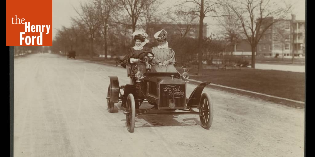 Myrle Clarkson Driving a 1906 Ford Model N with Clara Ford as Passenger ...