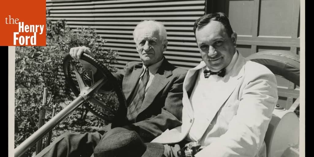 Finley R. Porter and Ralph Stein in 1911 Mercer Raceabout at Long ...