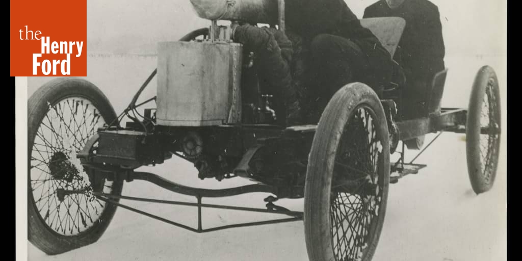 Ed "Spider" Huff and Henry Ford in Arrow Racer on Lake St. Clair, 1904 ...
