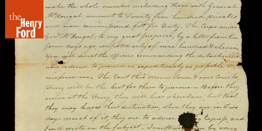 Letter Written by George Washington to General Israel Putnam, September ...