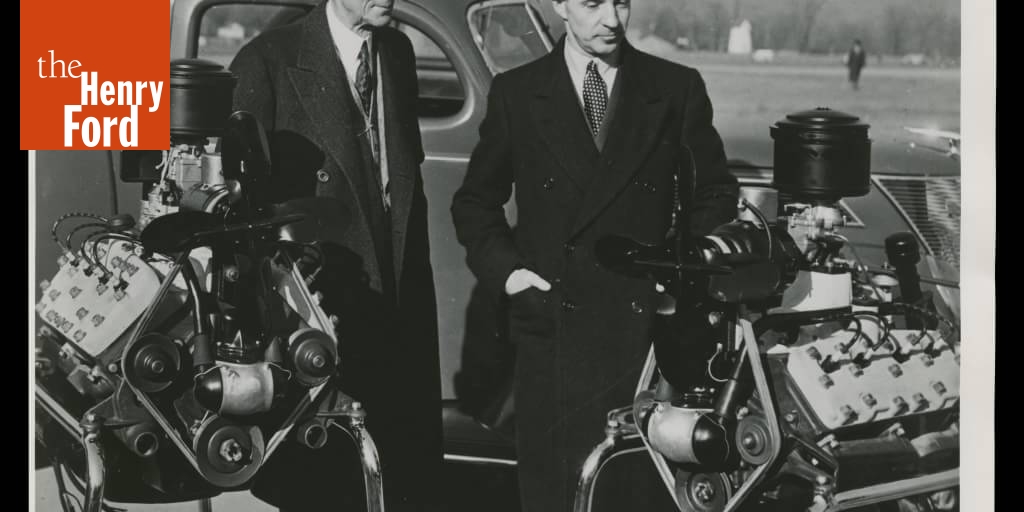 Henry Ford and Edsel Ford with Ford V-8 Engines, circa 1935 - The Henry ...