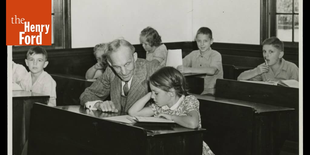 Henry Ford in Classroom at Saline, Michigan School, 1943 - The Henry Ford