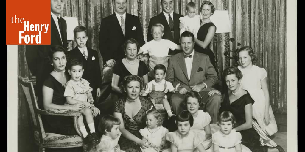 Edsel and Eleanor Ford Family Portrait for the 50th Anniversary of Ford ...