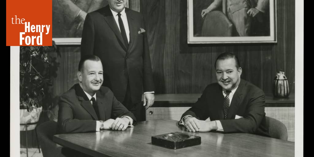 Benson Ford, Henry Ford II and William Clay Ford, with Paintings of ...